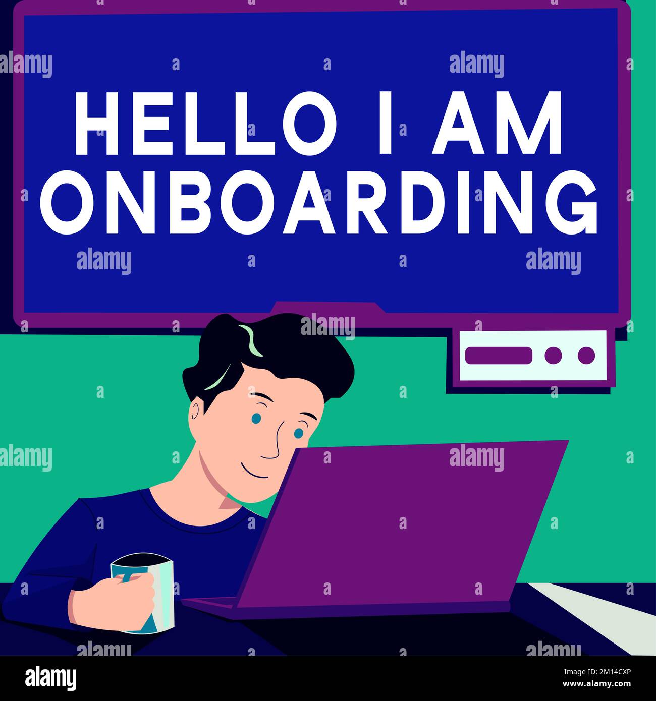 Sign displaying Hello I Am Onboarding. Business approach Action Process of integrating a new ...
