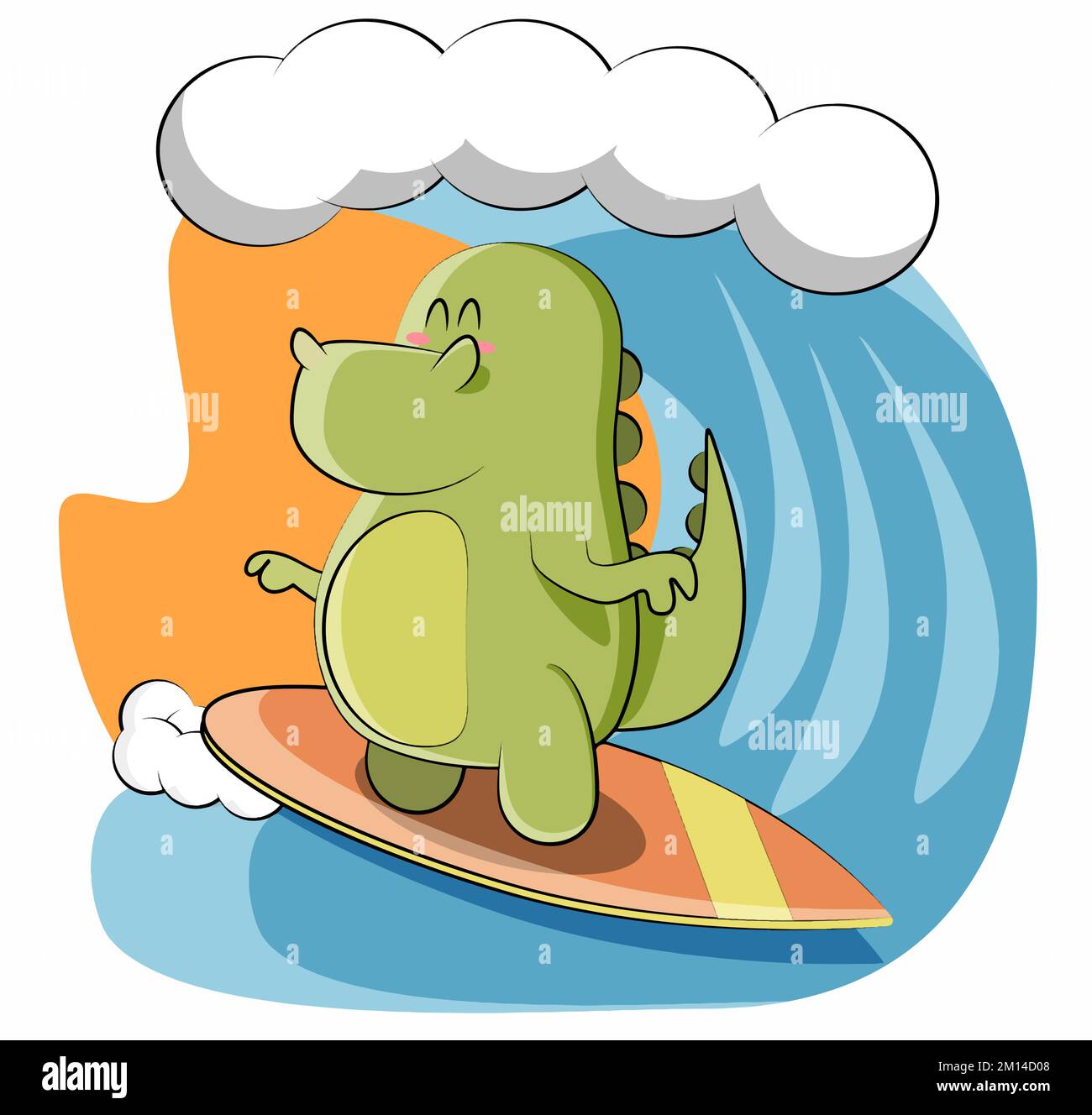 Cute dinosaur decided to surf the big waves Stock Vector Image & Art ...