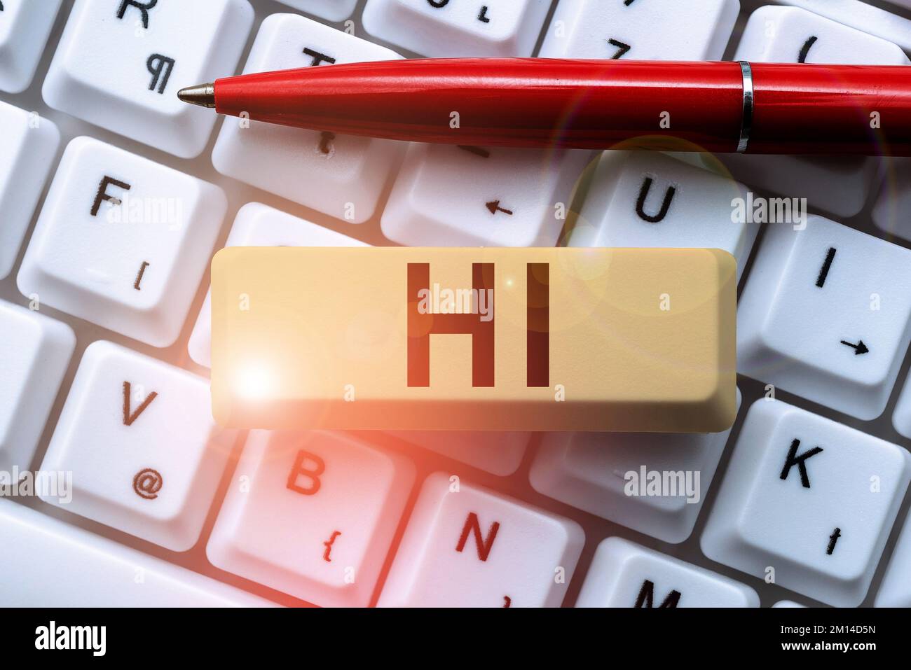 Sign displaying Hi. Concept meaning used as a greeting or to begin a ...