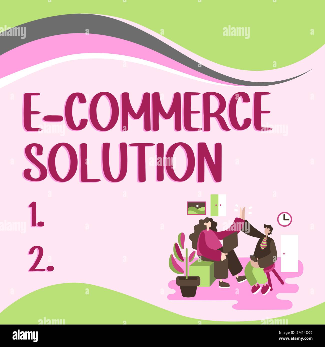 Text caption presenting E Commerce Solution. Business overview Software ...