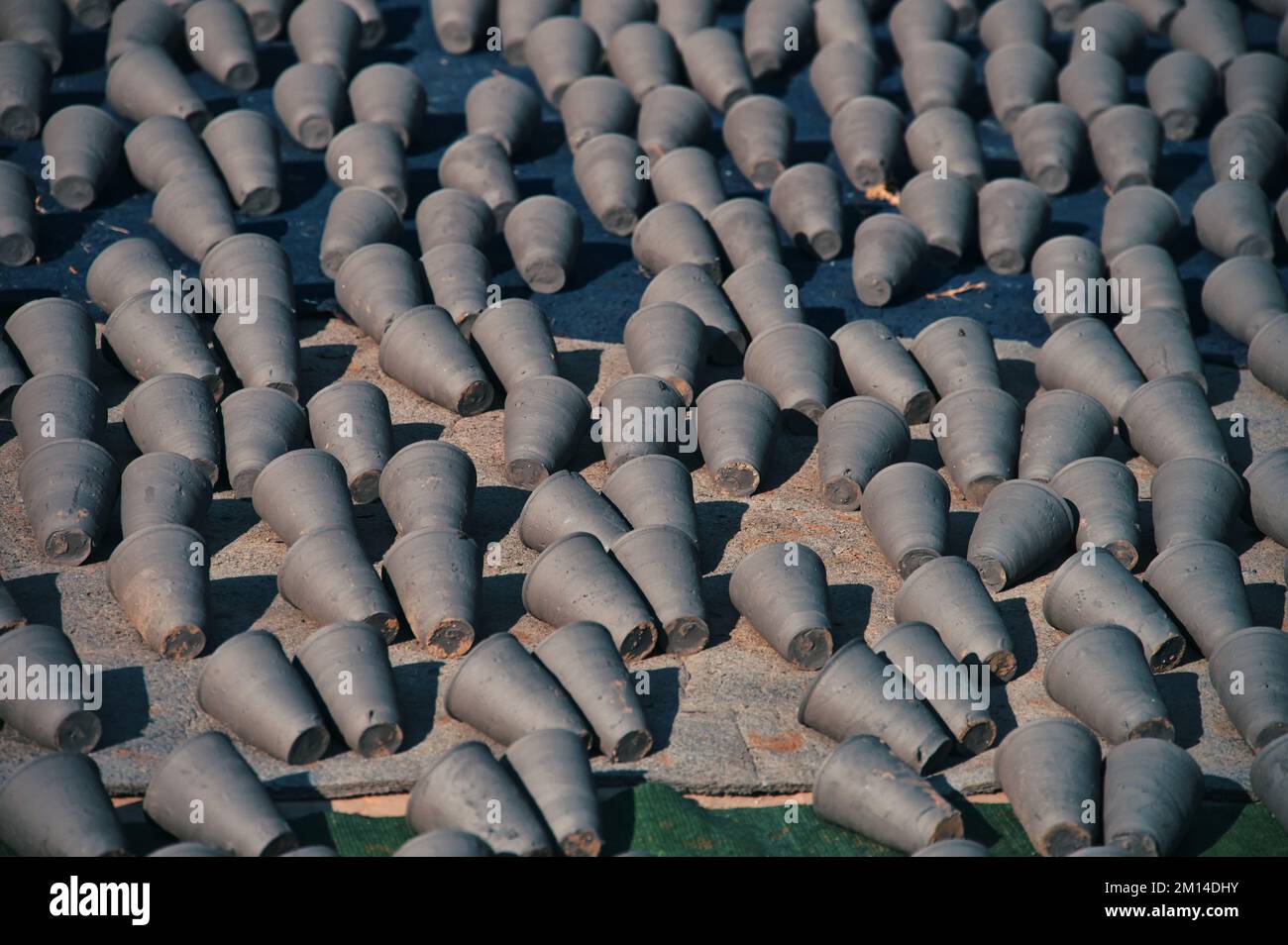 Traditional drying of clay bowls in the sun, Kathmandu, Nepal Stock ...