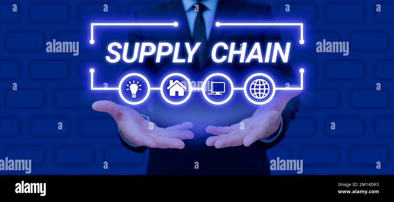 Text Sign Showing Supply Chain Business Approach System Of Organization And Processes From