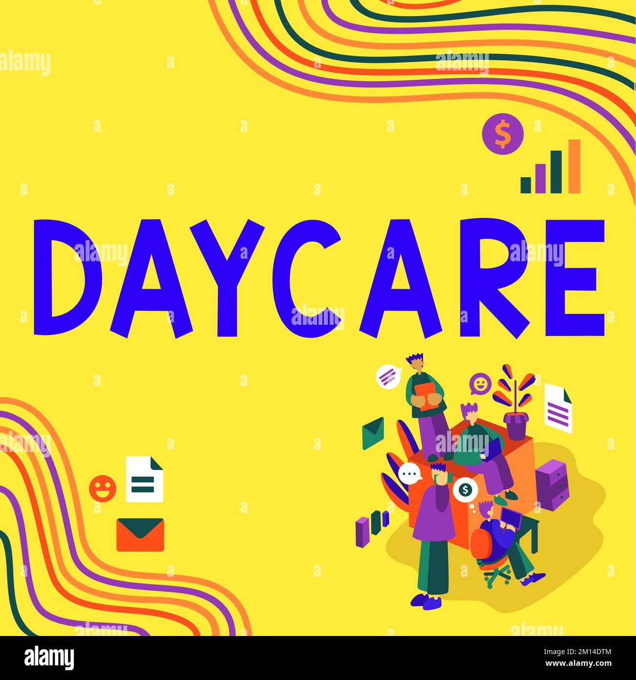 Conceptual caption Daycare. Word Written on offering care to preschool ...