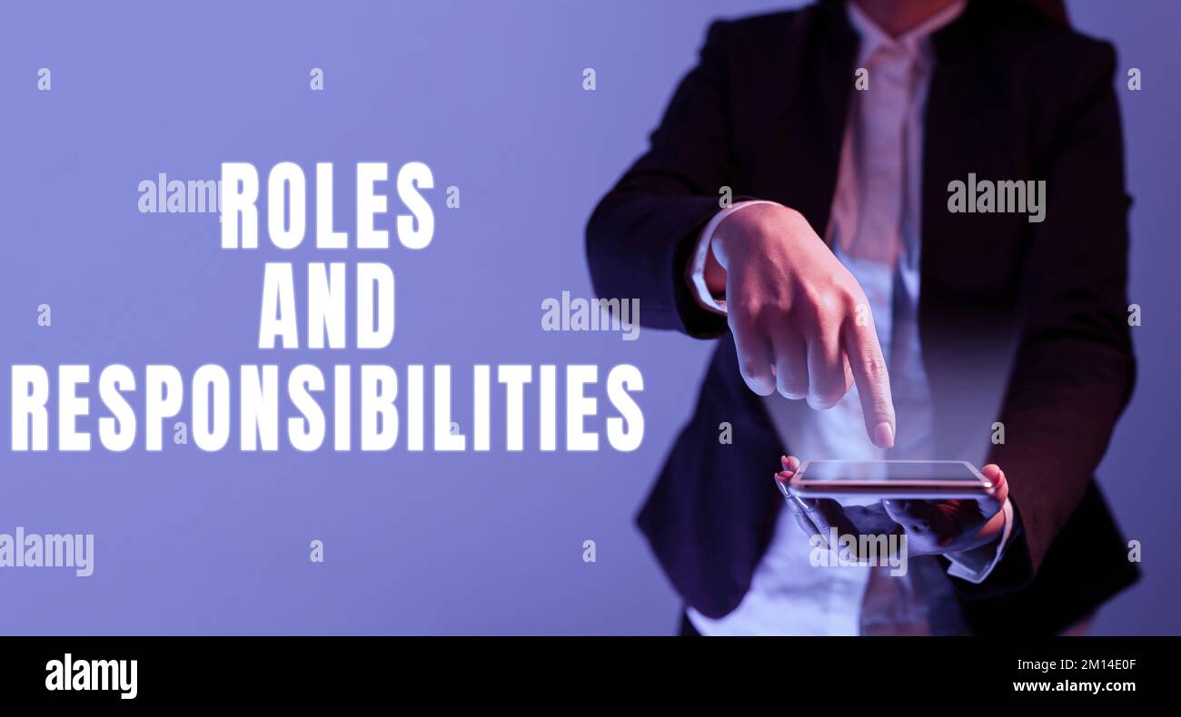 Inspiration showing sign Roles And Responsibilities. Word Written on ...
