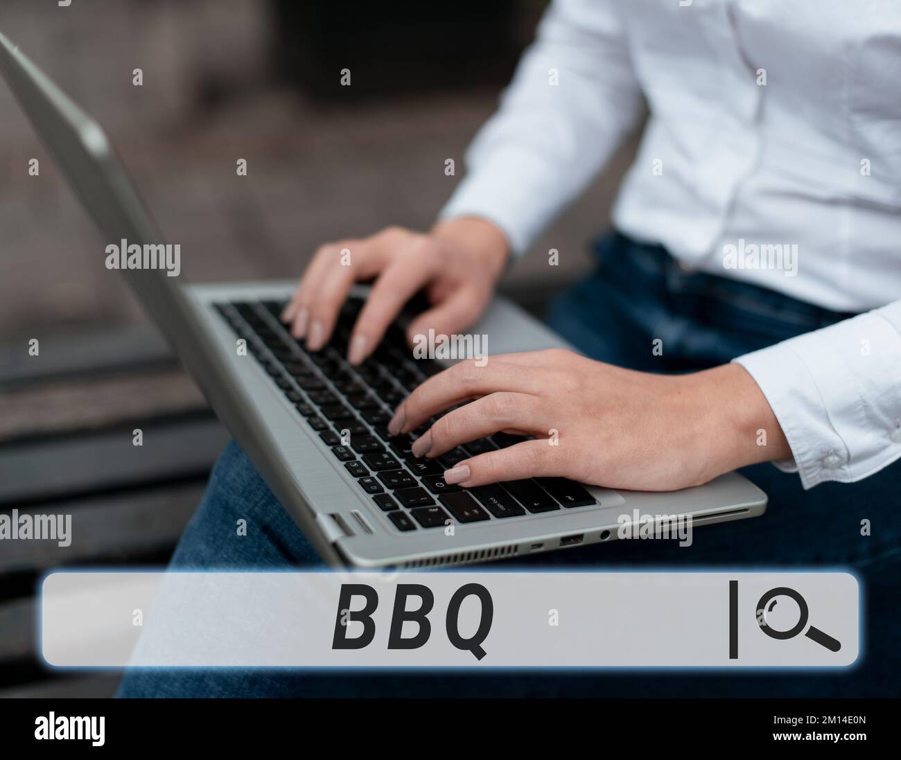 Text caption presenting Bbq. Internet Concept usually done outdoors by ...