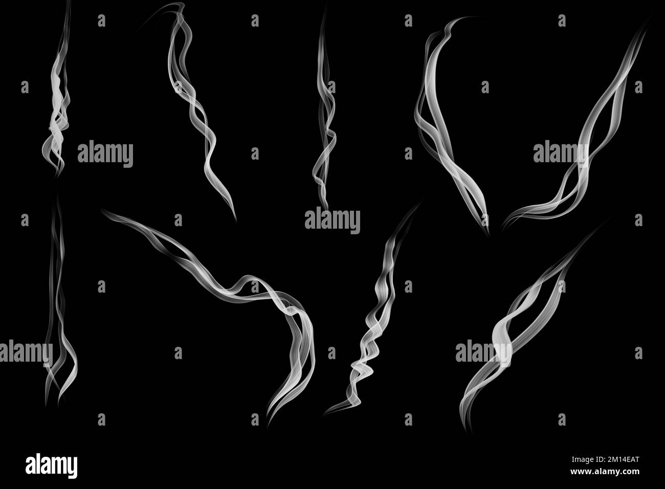 9 different Puff of smoke on a black background Stock Photo - Alamy