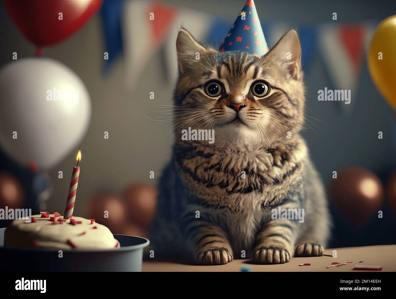 Cat wearing party hat hi-res stock photography and images - Alamy
