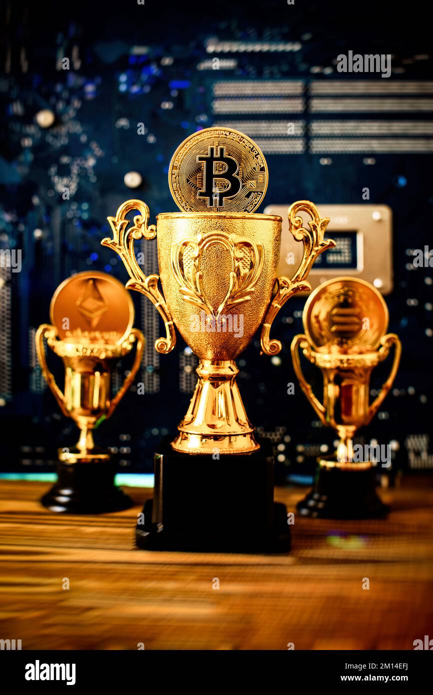 Candle stick graph chart and digital background.Golden coin with icon ...