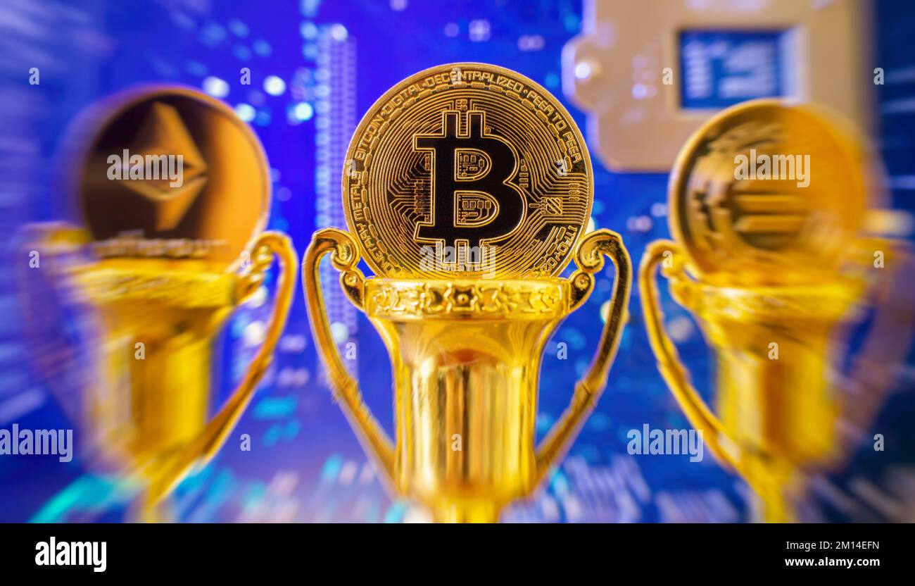 Candle stick graph chart and digital background.Golden coin with icon ...