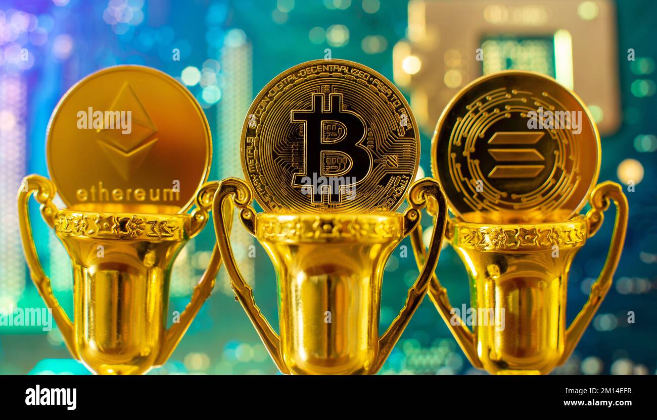 Candle stick graph chart and digital background.Golden coin with icon ...