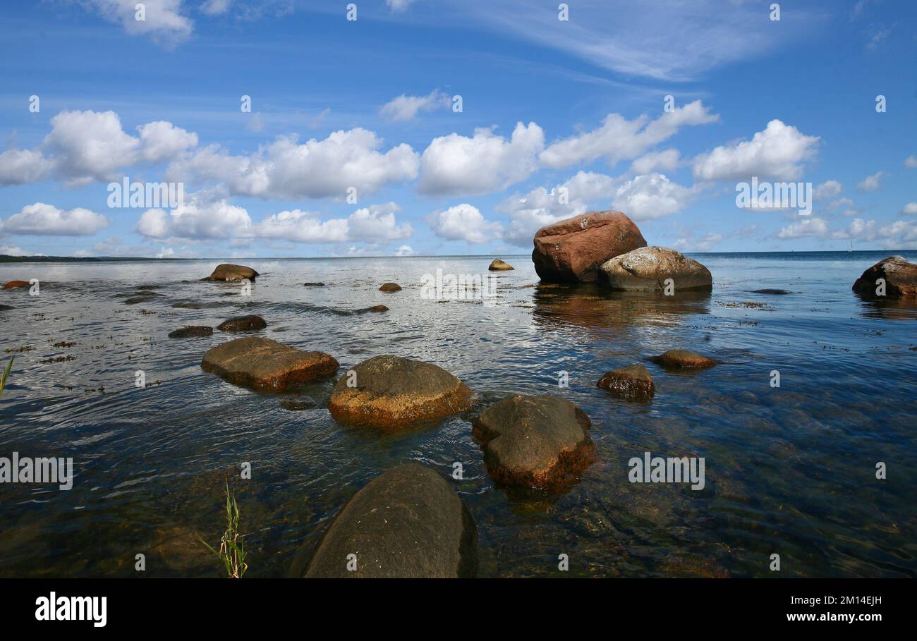 Nature in south Sweden with stones in the water at the coast Stock ...