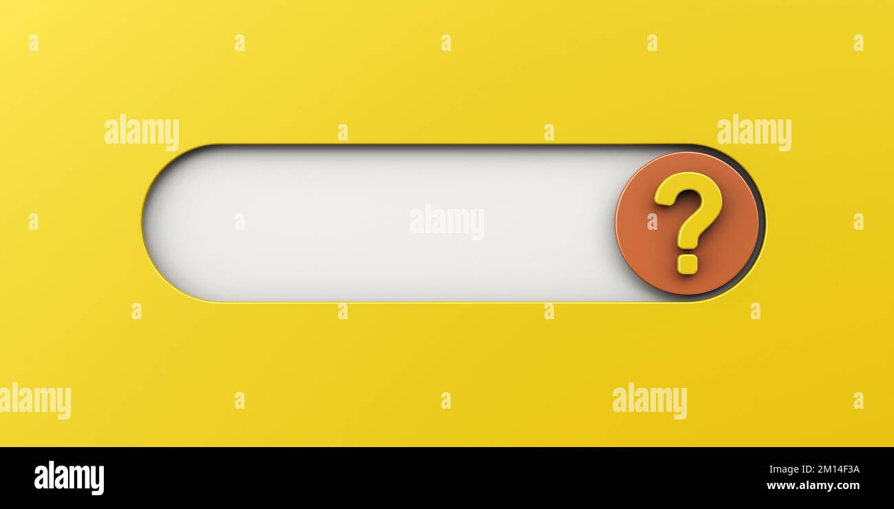 Front view of question mark with circle text box frame on yellow wall ...