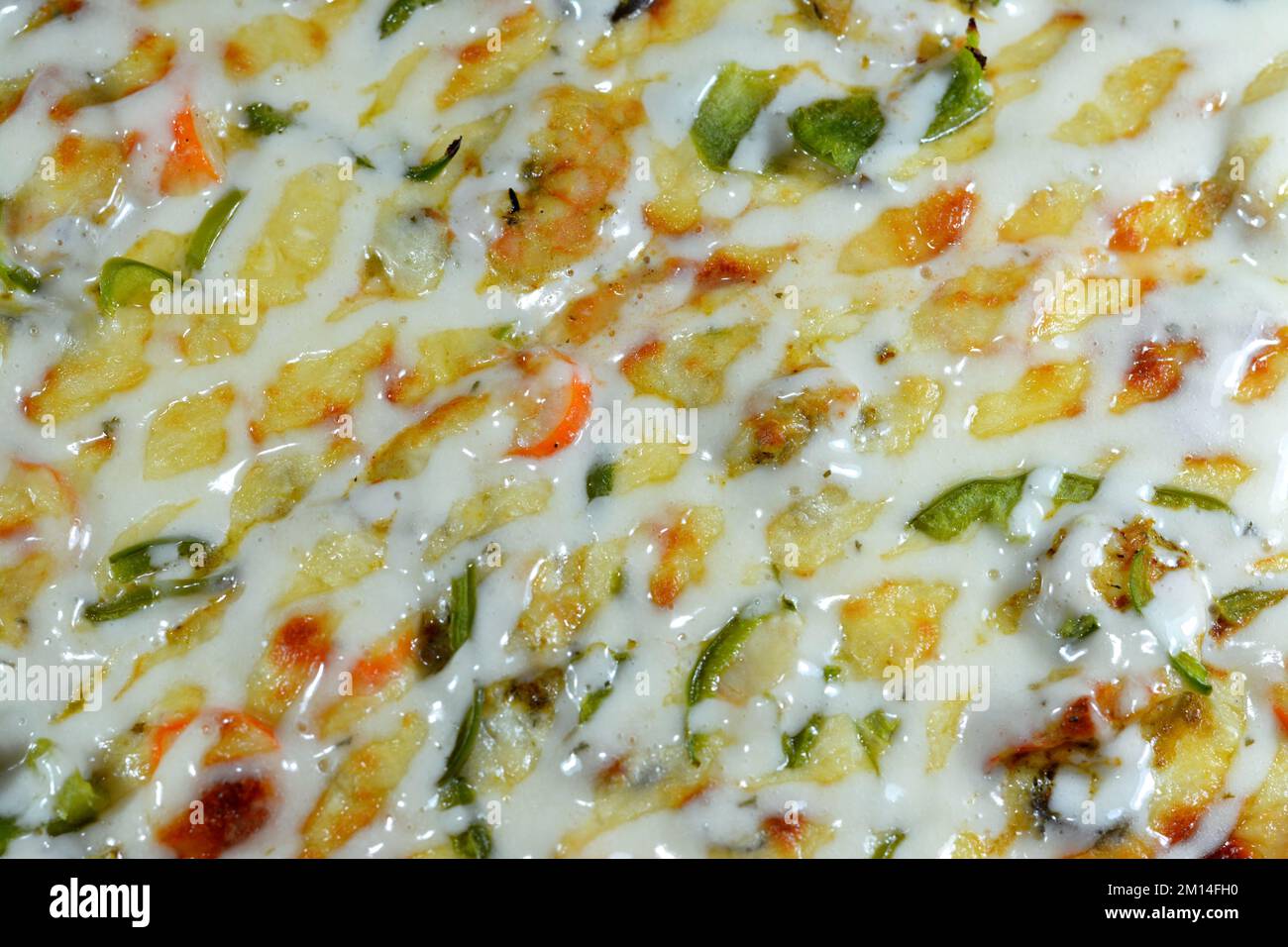 Sea ranch pizza with shrimp, crab pieces, ranch sauce, slices of ...