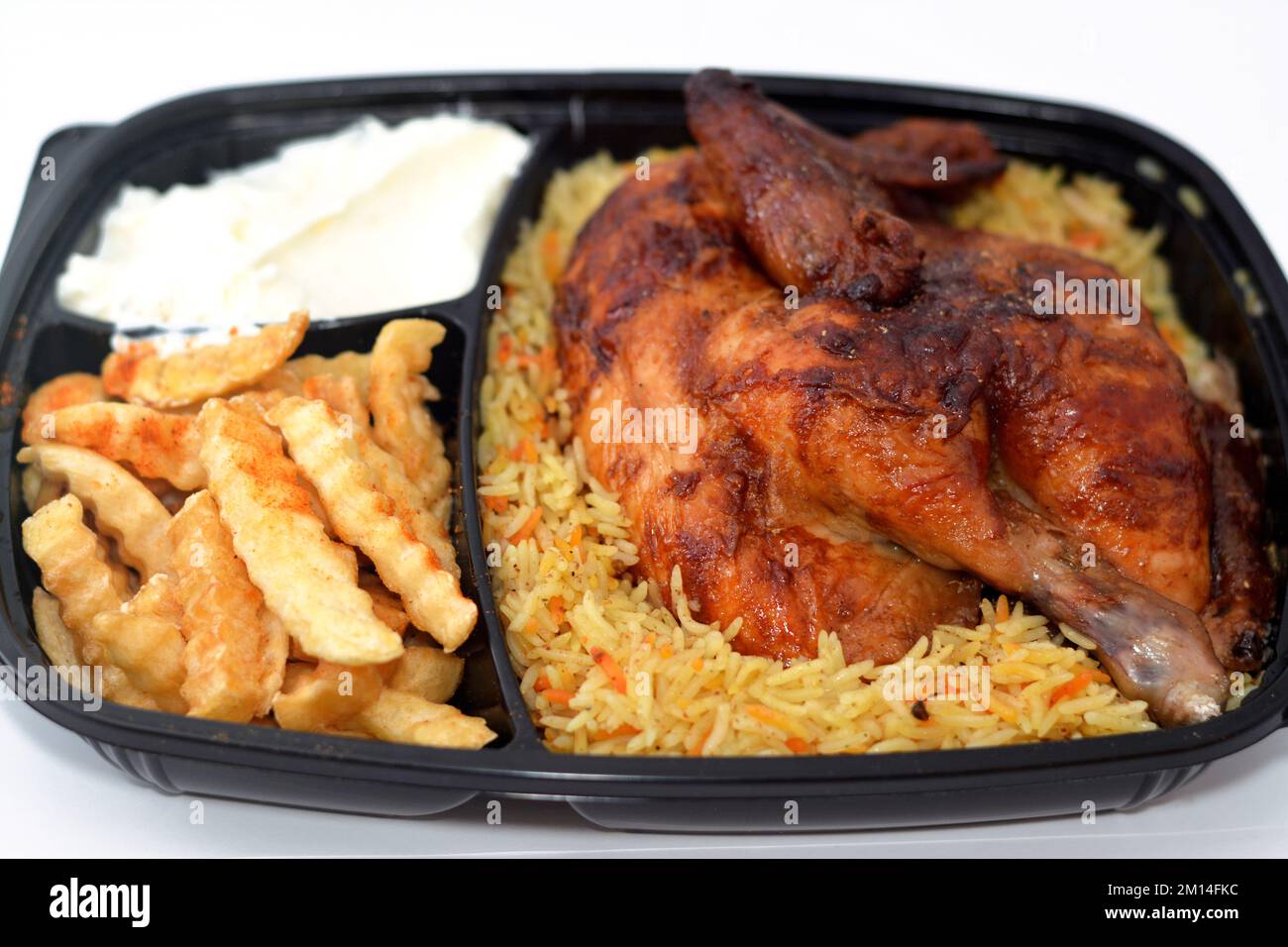 Arabic Syrian cuisine of machine grilled barbecued chicken with ...