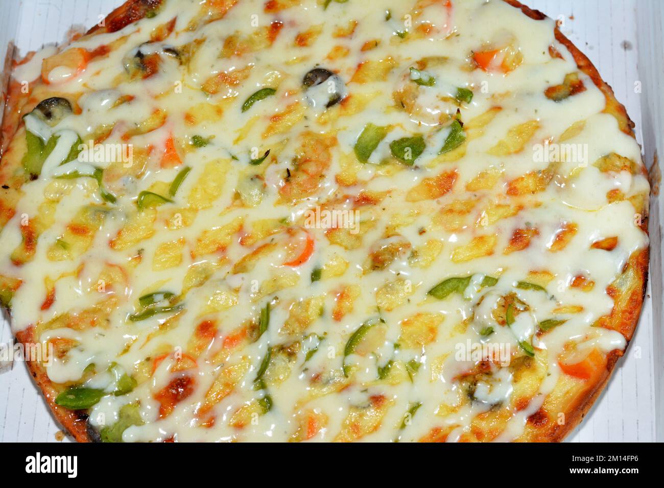 Sea ranch pizza with shrimp, crab pieces, ranch sauce, slices of ...