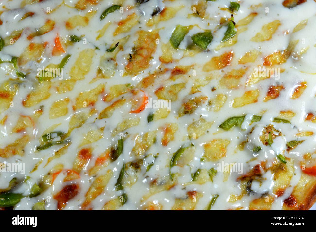 Sea ranch pizza with shrimp, crab pieces, ranch sauce, slices of ...