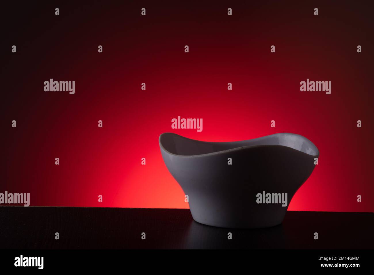 White empty bowl on table Stock Photo - Alamy