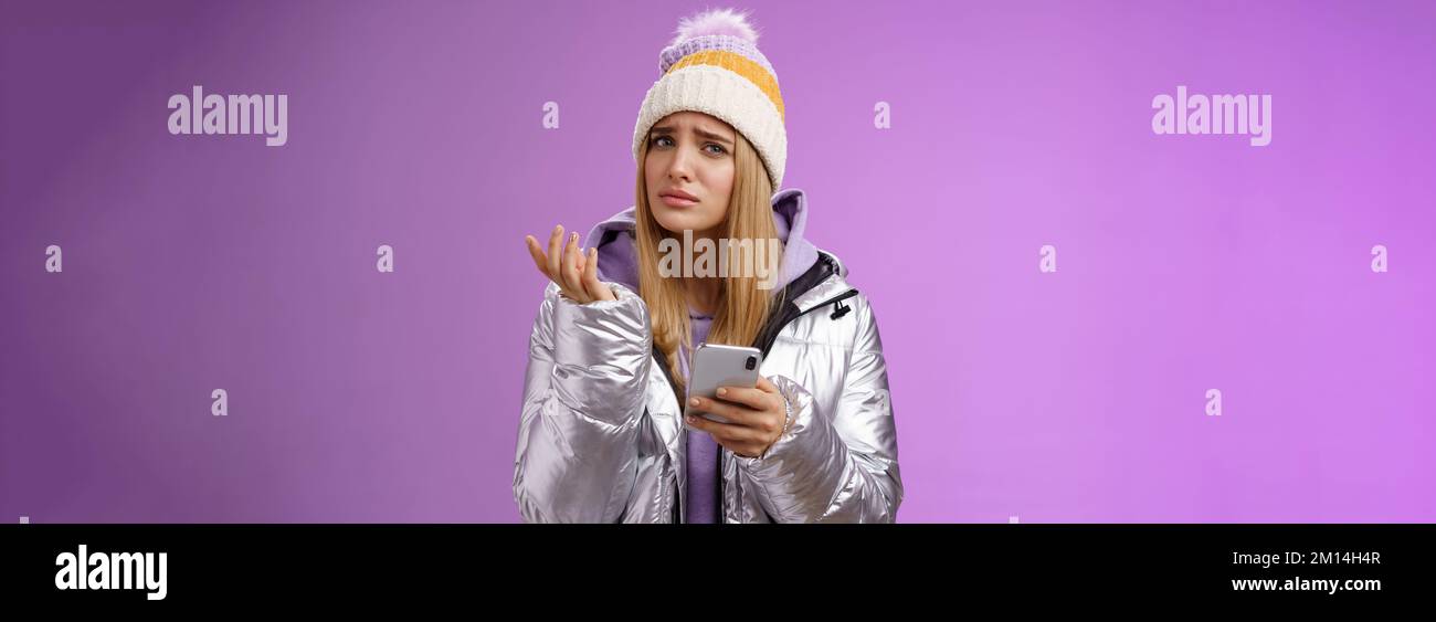 Questioned complicated cute blond girlfriend receive strange message ...