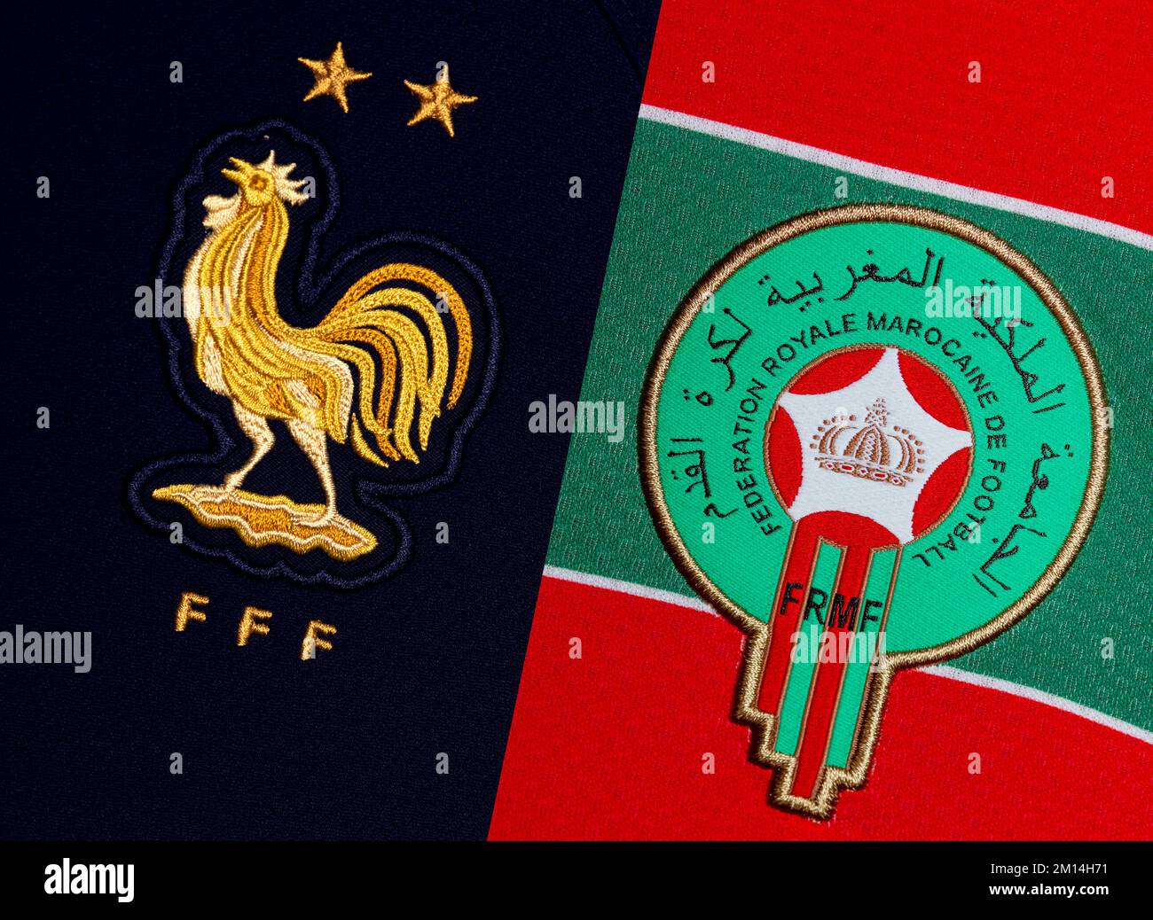 Close up of National Football team crest on home kit. FIFA World Cup ...