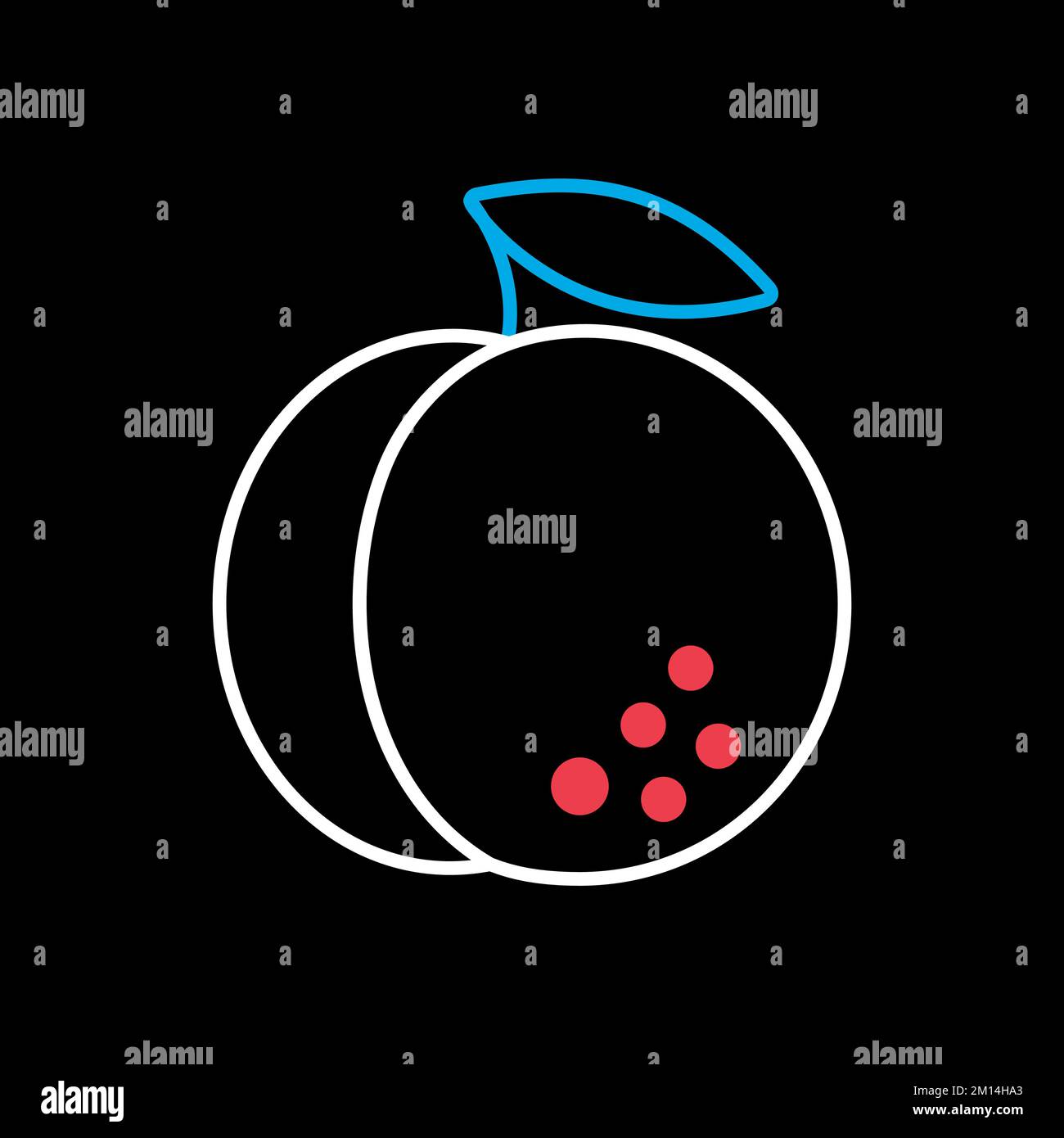 Peach vector on black background icon. Graph symbol for food and drinks ...