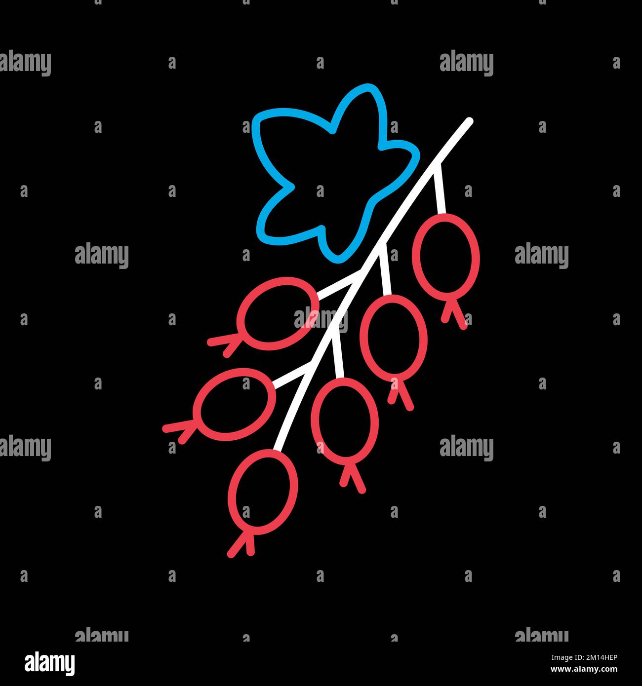 Currant berry vector on black background icon. Graph symbol for food ...