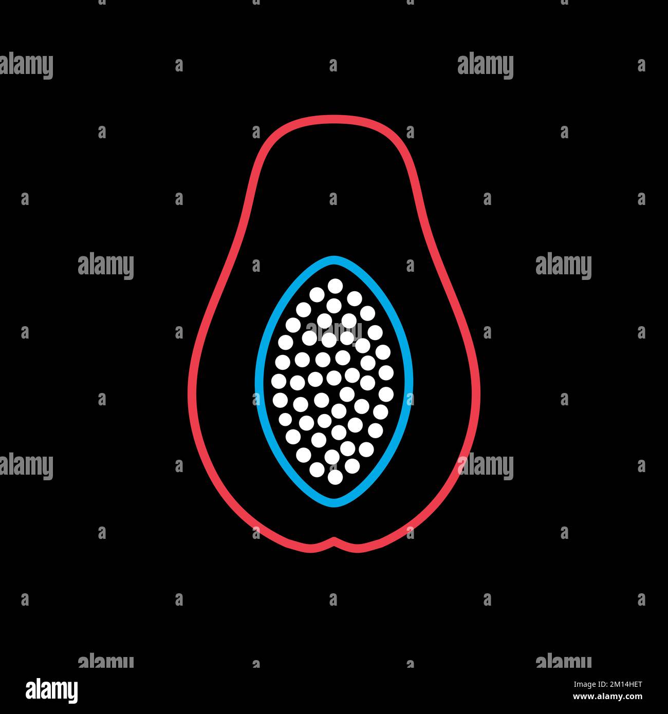 Papaya tropical fruit vector on black background icon. Graph symbol for ...