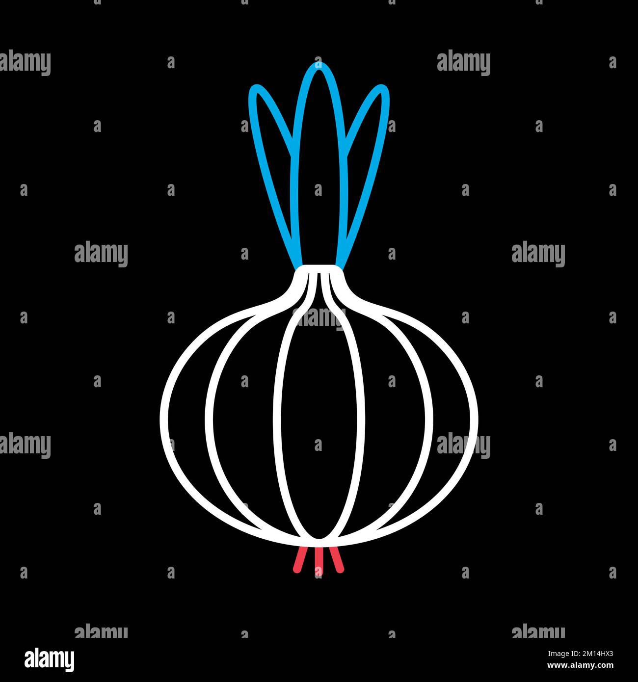 Onion isolated design vector on black background icon. Vegetable sign ...