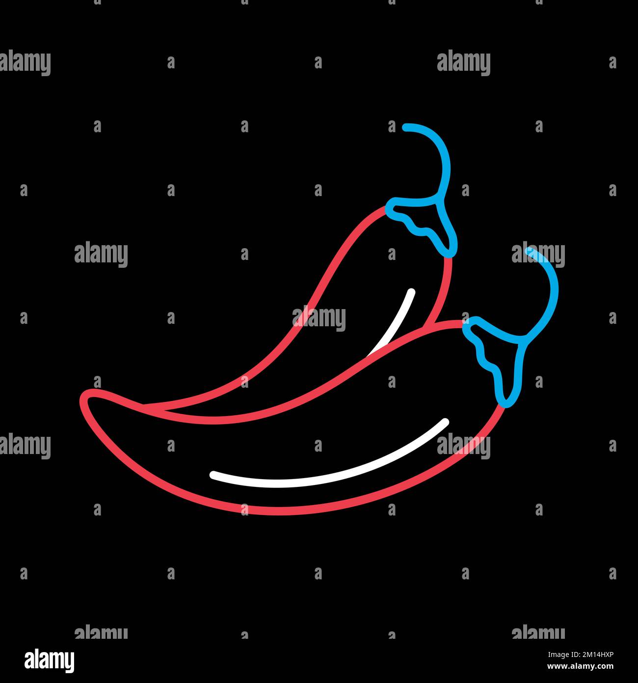 Two chili peppers isolated design vector on black background icon ...
