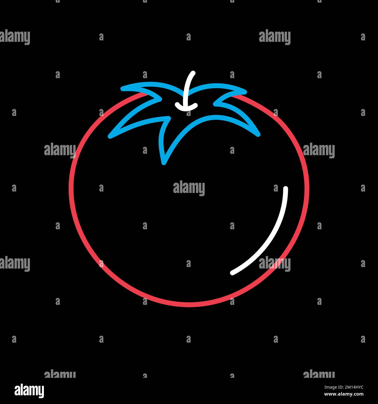 Tomato isolated design vector on black background icon. Vegetable sign ...