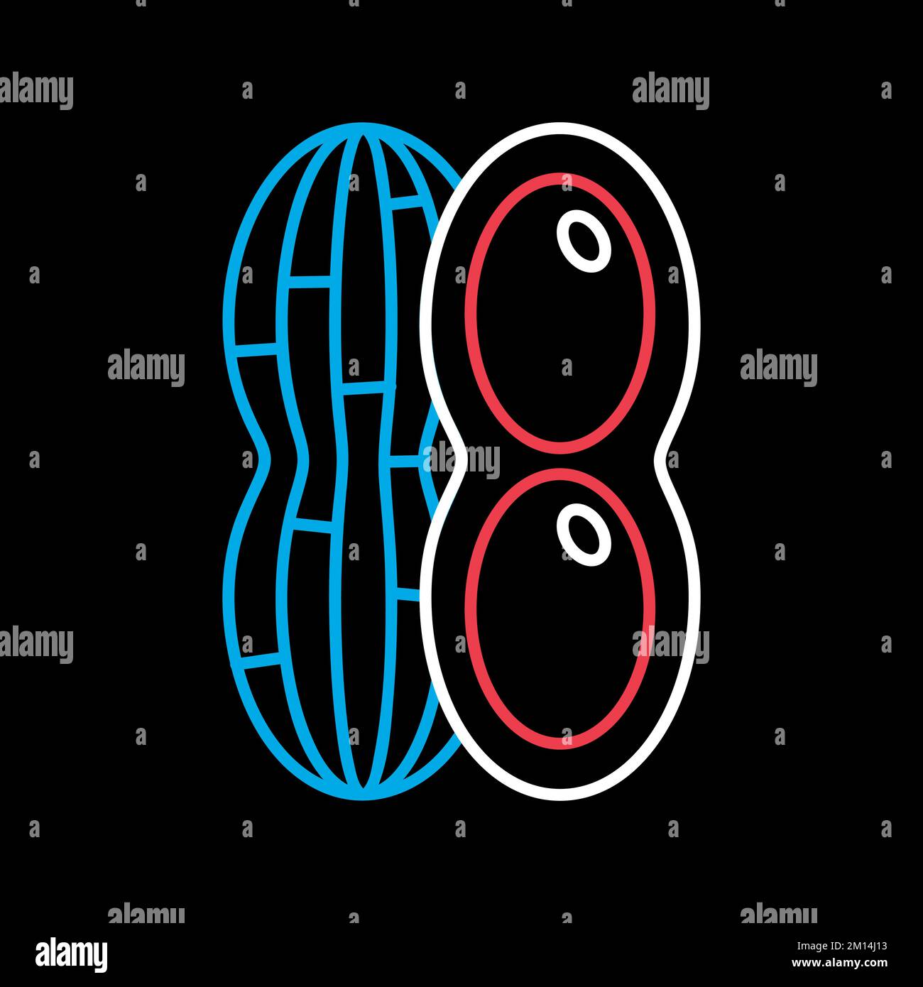 Peanut isolated design vector on black background icon. Vegetable sign ...