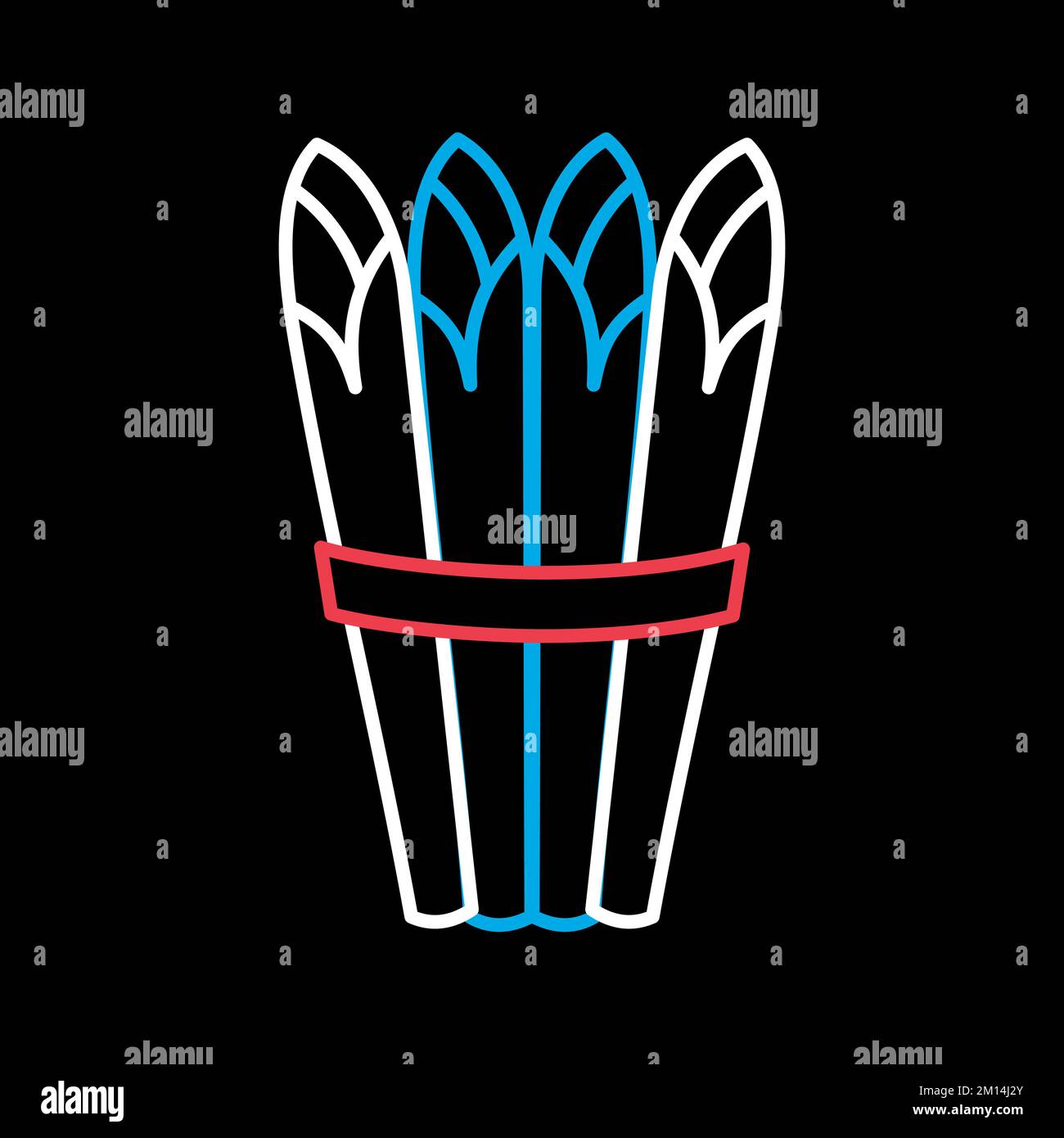 Asparagus isolated vector on black background icon. Vegetable sign ...