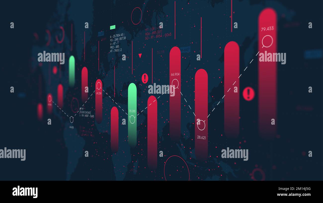 Digital visualization graph of financial market analytics on the ...