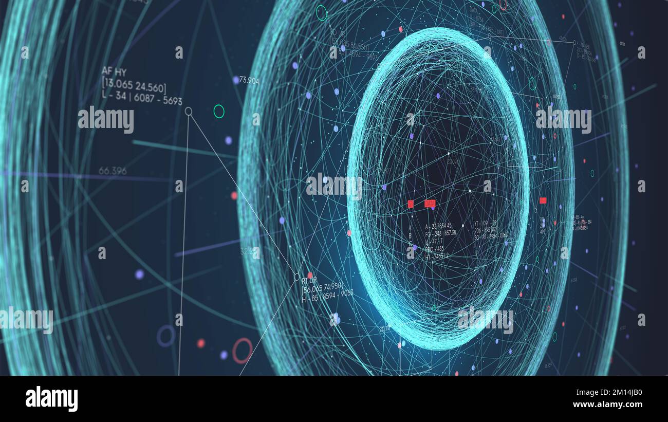 Futuristic concatenation of information lines into the forms of ...