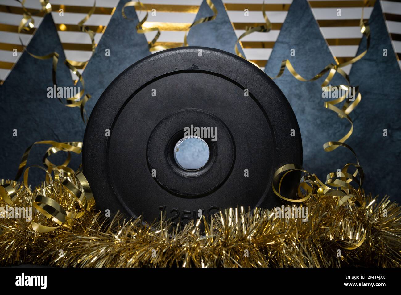 Dumbbell weight plate, golden decorations for New Year's Eve ...