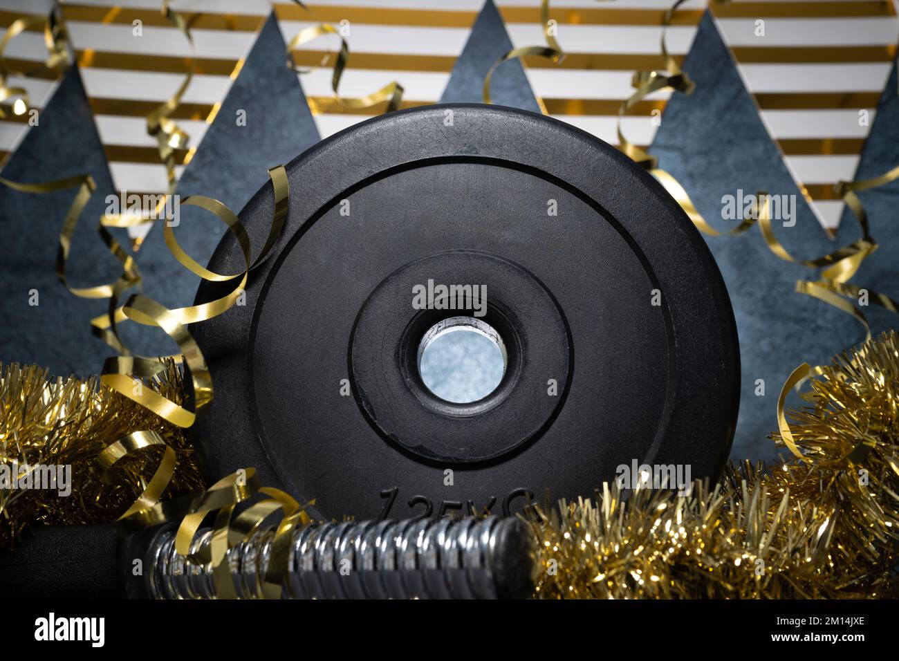 Dumbbell weight plate, golden decorations for New Year's Eve ...