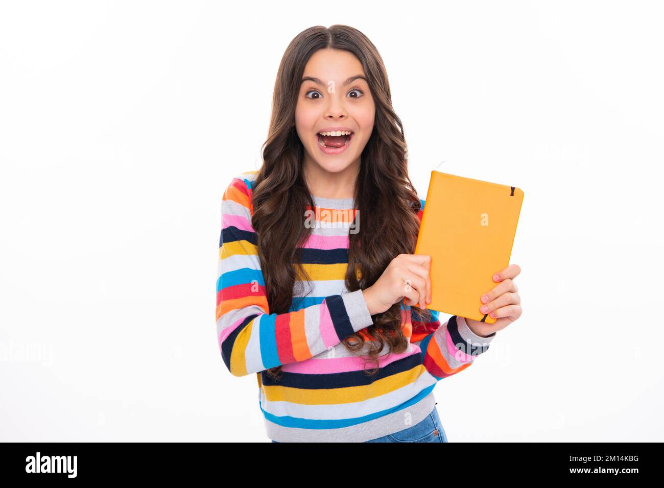 Teenage school girl with books. Schoolgirl student. Excited face ...