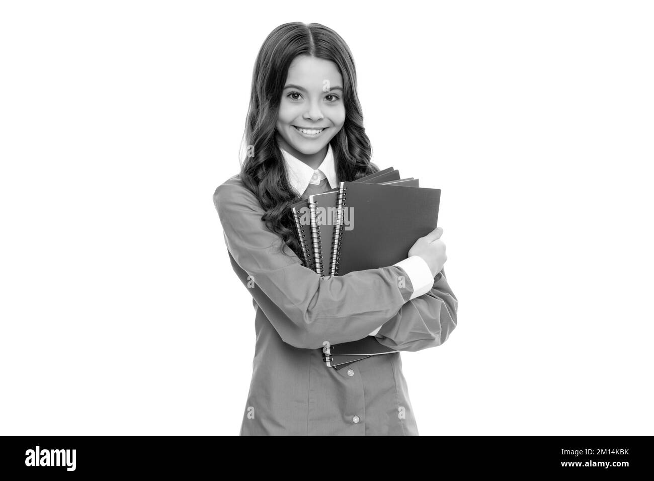 cheerful kid with homework. teenager student isolated on white. high ...
