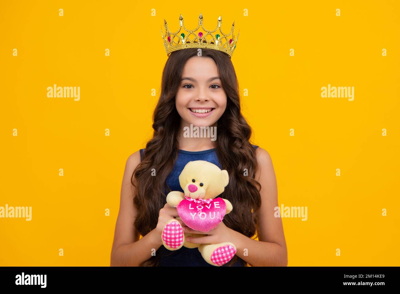 Birthday kids prom party. Girls party, funny kid in crown. Child queen ...