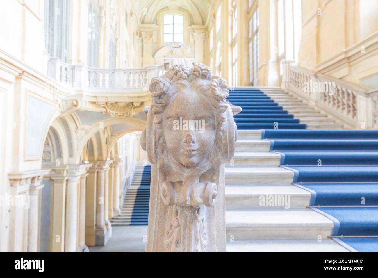 TURIN, ITALY - CIRCA JUNE 2021: The most beautiful Baroque staircase of ...