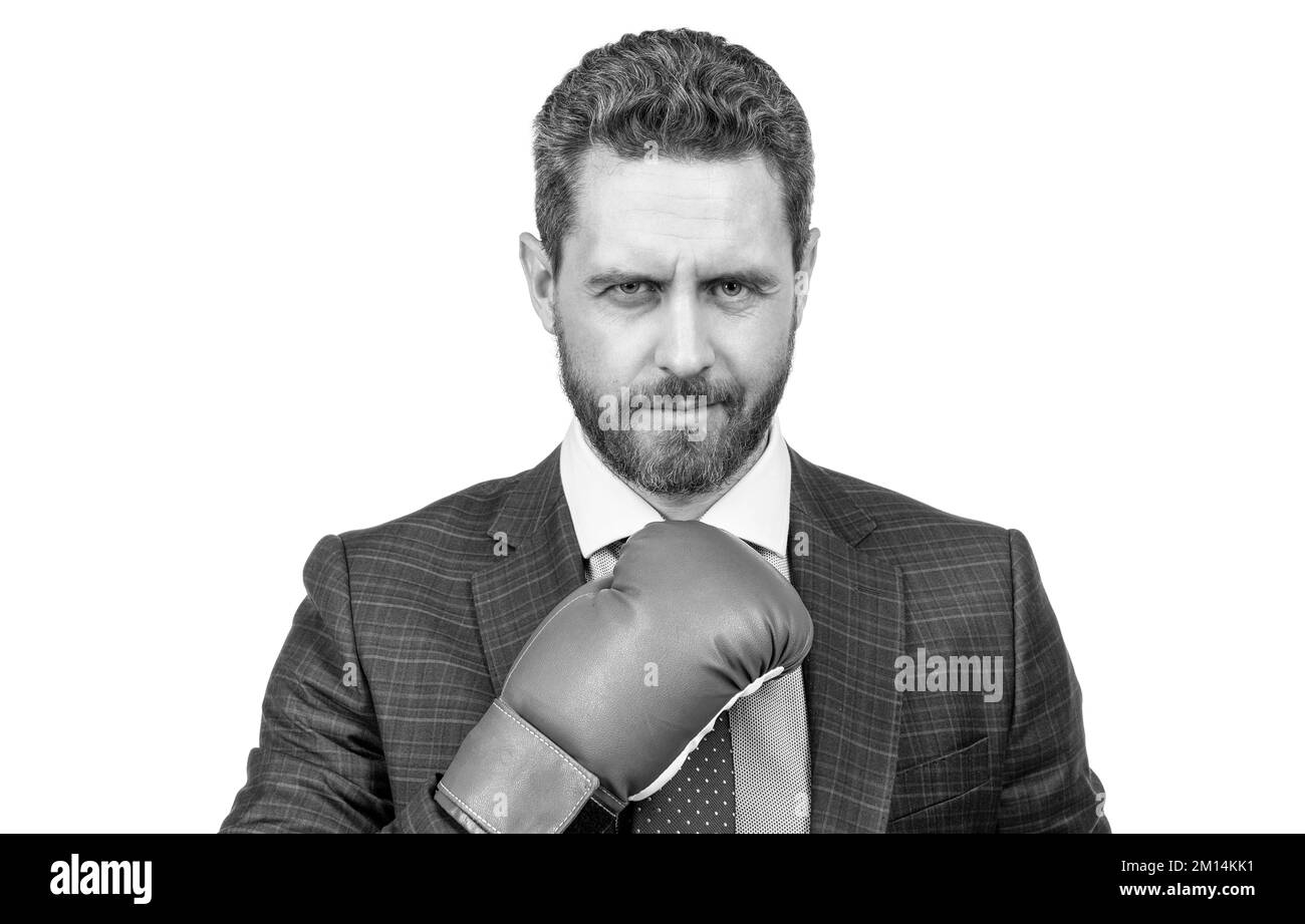 charisma. boss show power and authority. strong businessman in boxing ...