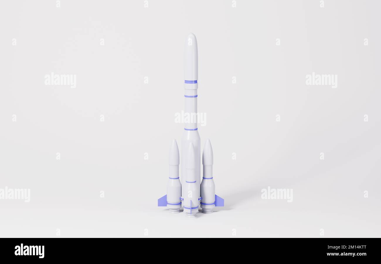 A rocket in the white background, 3d rendering. Digital drawing Stock ...