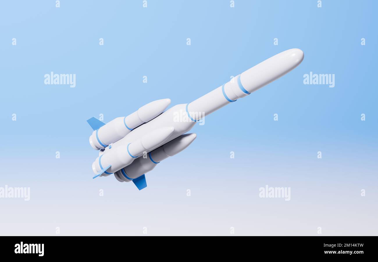 A rocket in the blue background, 3d rendering. Digital drawing Stock ...