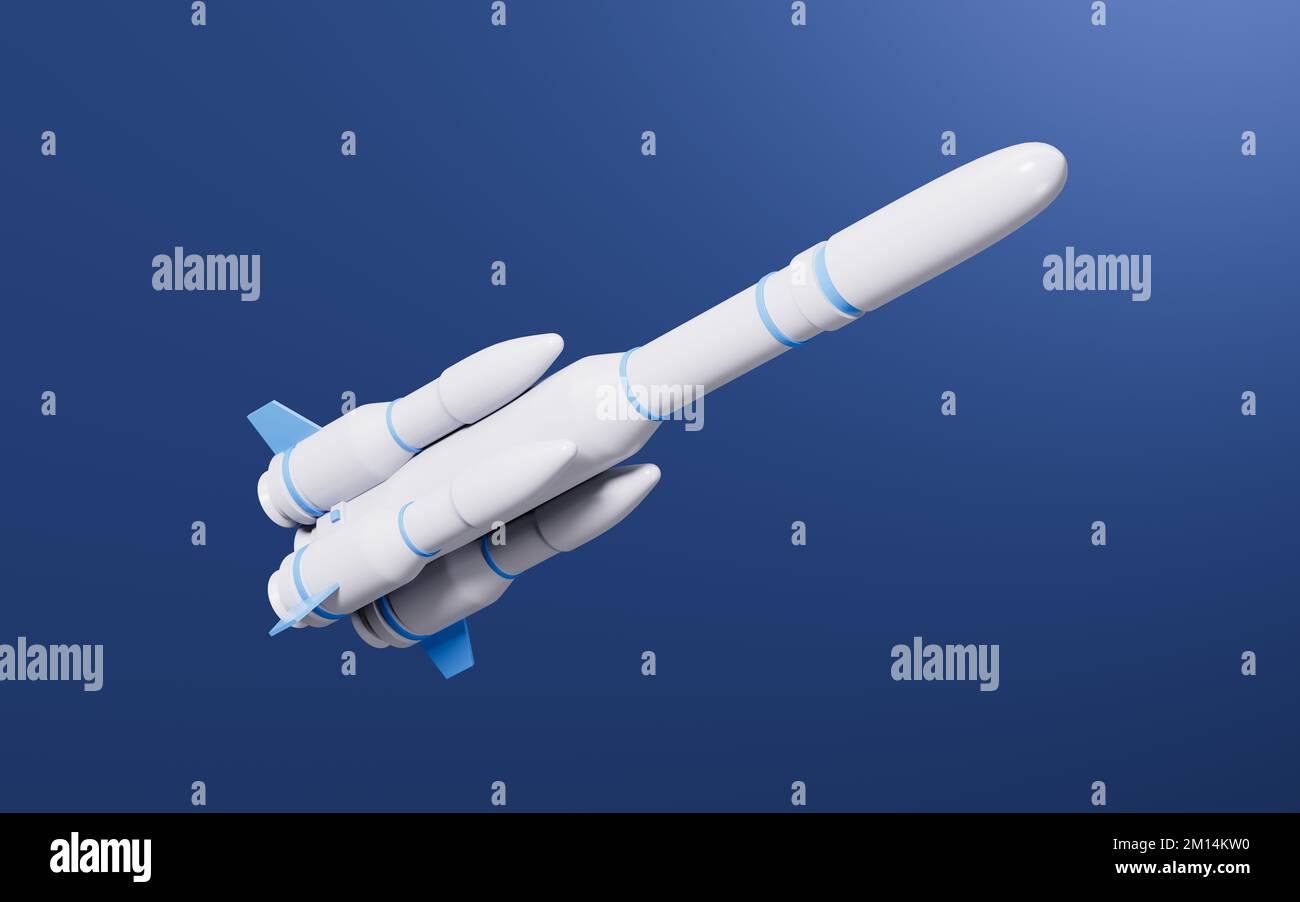 A rocket in the blue background, 3d rendering. Digital drawing Stock ...