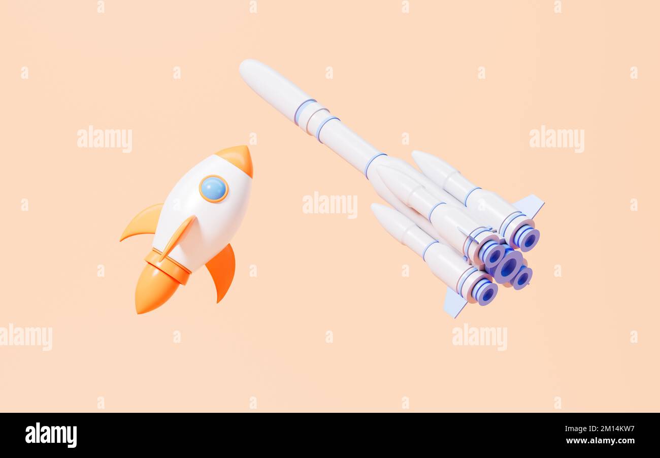 Rockets in the yellow background, 3d rendering. Digital drawing Stock ...