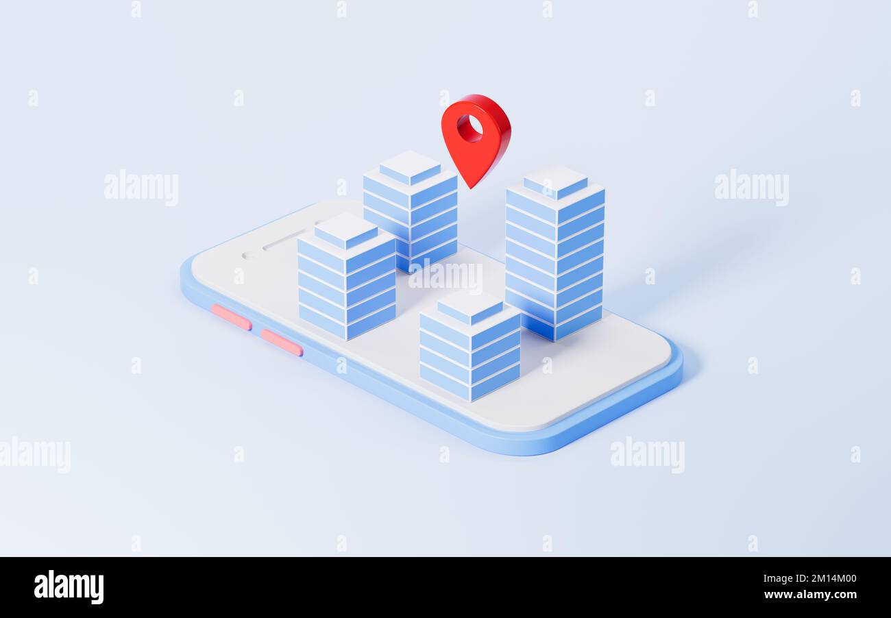 Location and mobile phone in the blue background, satellite positioning ...