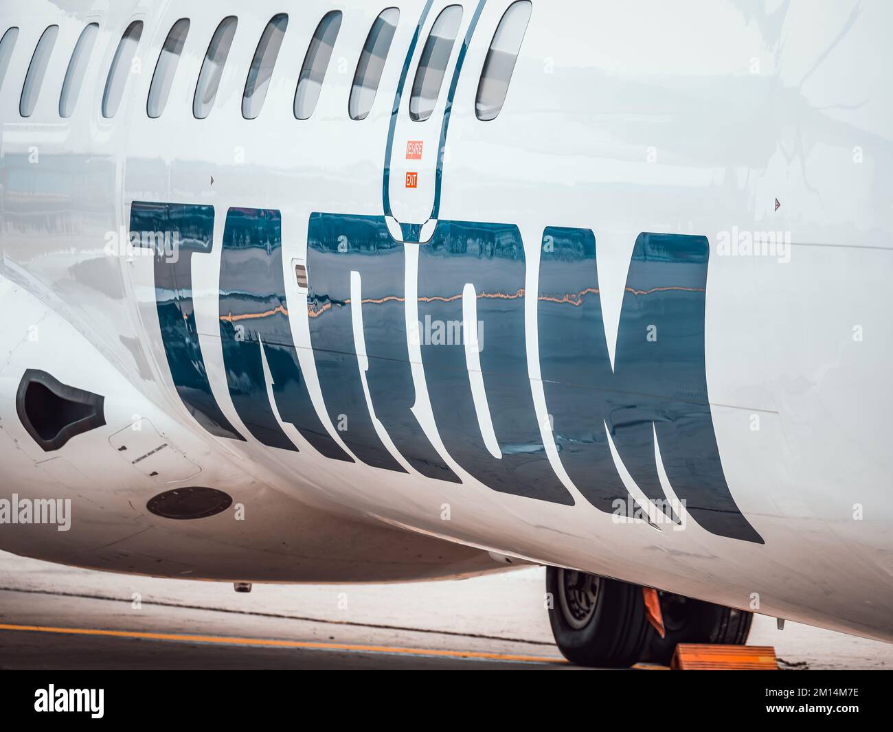 Bucharest, Romania - October 2022:TAROM airplane on the airport runway ...