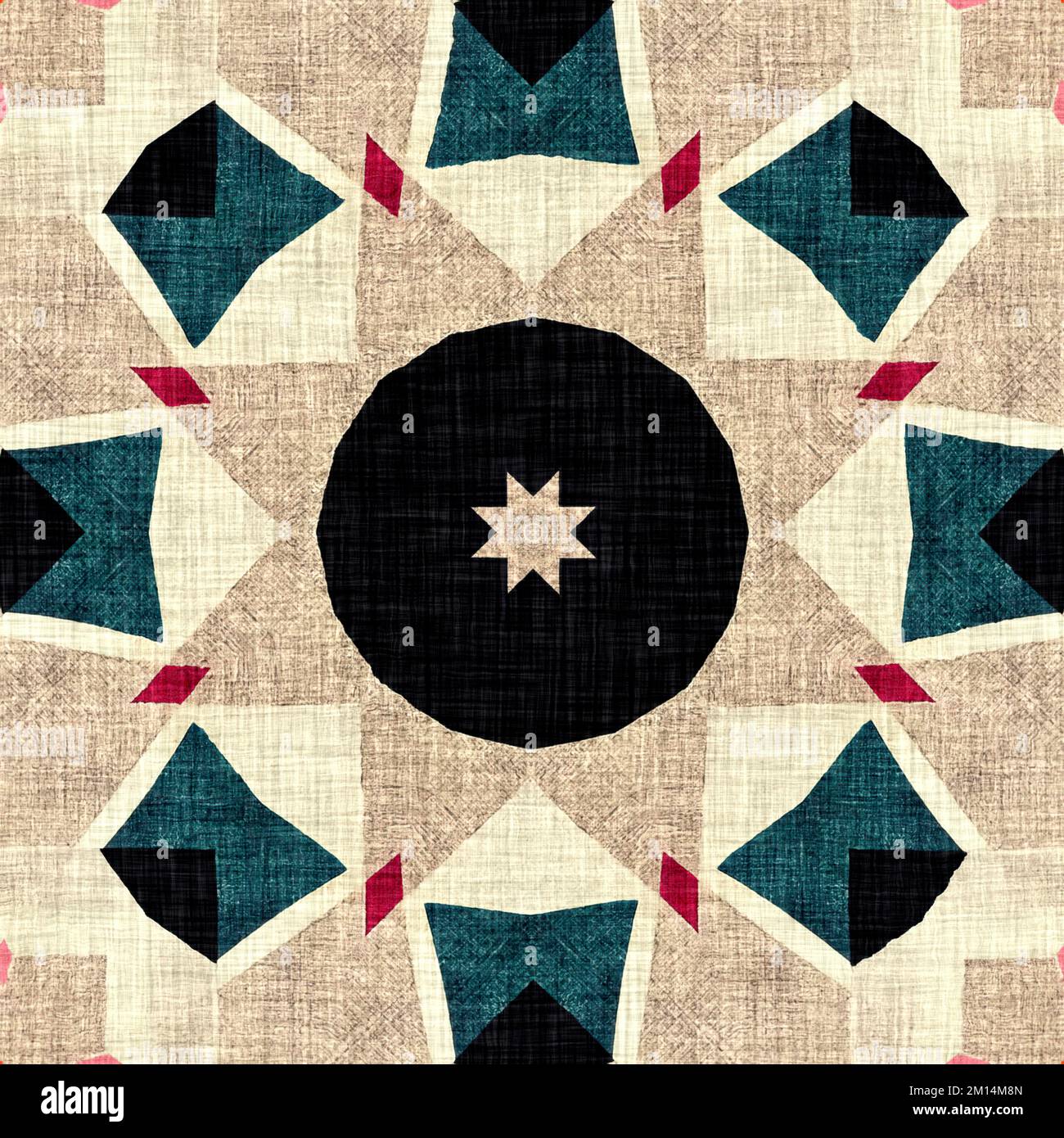 Quilted Americana geo seamless pattern. Cottagecore all over retro ...