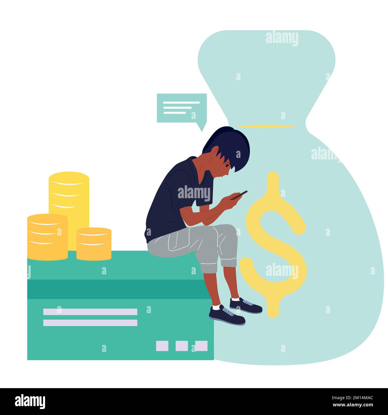 The guy looks at the phone. Games, online work, media. Opportunity to ...