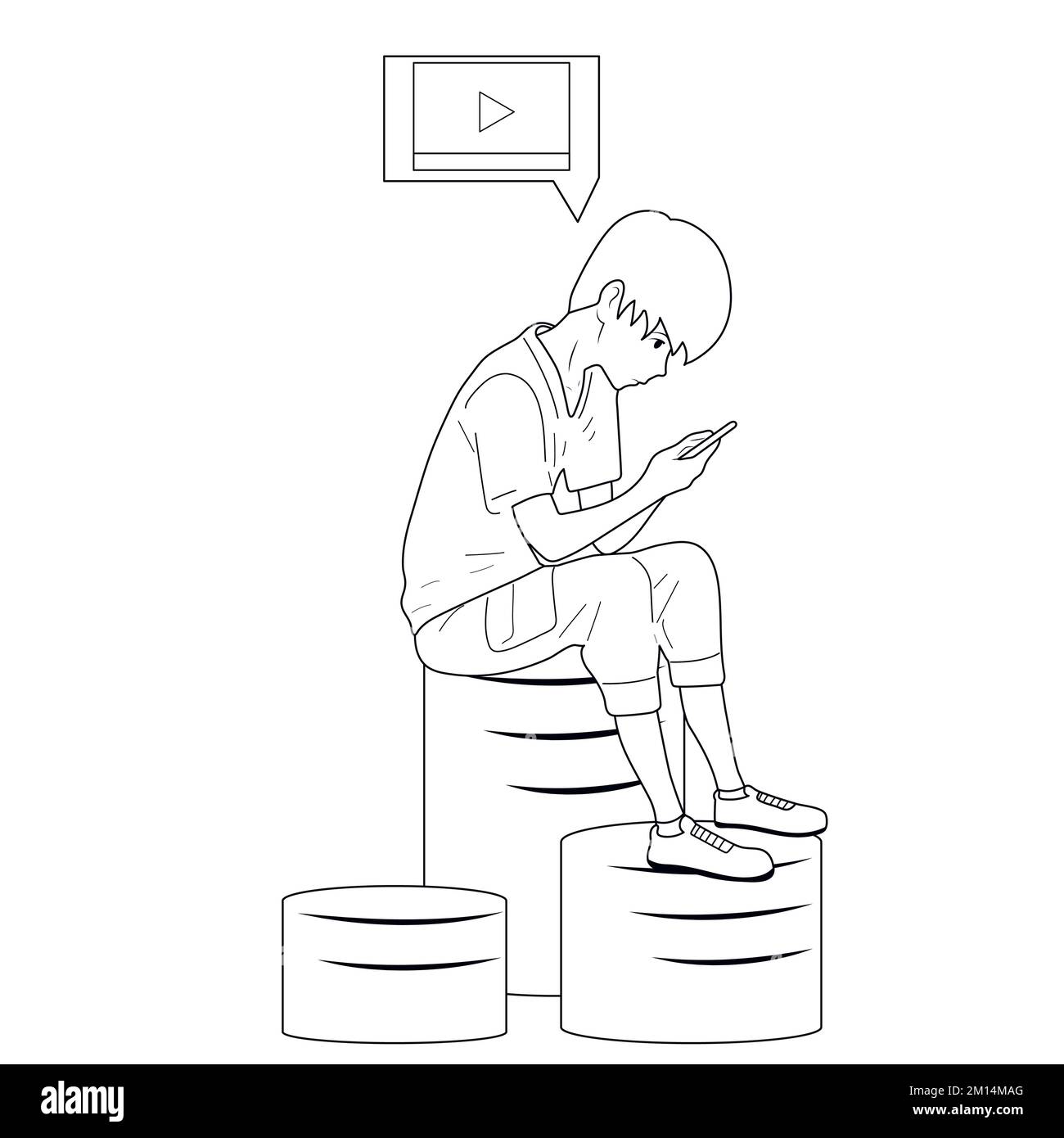 The guy looks at the phone. Games, online work, media. Opportunity to ...