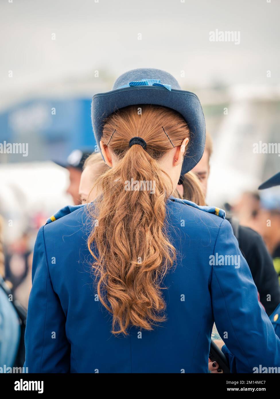rear view with a unidentified young student cadet at Romanian Aviation ...